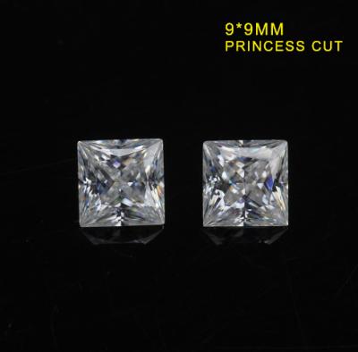 China DEF Color Diamond Moissanite Clear White Lab Created Diamonds 9mm Princess Cut for sale