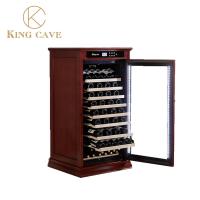 China Glass Door American Oak Raw Materials Free Standing Wine Cabinet for sale