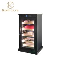 China Precise Control Elegant Wood Electric Cigar Display Cooler Cabinet with locker for sale
