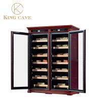 China Wood Luxury Electric Cigar Display Cooler Humidor Cabinet With Dual Zone for sale
