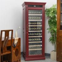China Beverage Fridge Cabinet Furniture Vertical Red Wood Wine Cooler for sale