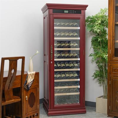 China Beverage Fridge Cabinet Furniture Vertical Red Wood Wine Cooler for sale
