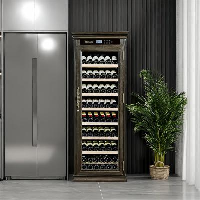 China Vertical Freestanding Drinks Cabinet Dark Brown Wood Wine Cooler Fridge for sale