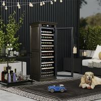 China Brown Wood Frame Bar Drinks Cabinet Kitchen Wine Cooler With Locker for sale