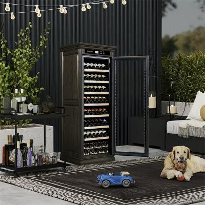 China Brown Wood Frame Bar Drinks Cabinet Kitchen Wine Cooler With Locker for sale