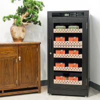 China Touch Digital Control Black Wood Frame Cigar Cooler Humidor With Door Lock for sale