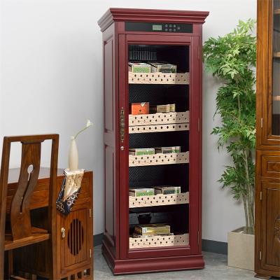 China Lockable Glass Door Red Wooden Frame Digital Control Electric Cigar Cooler for sale