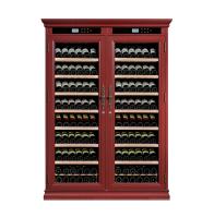 China Freestanding Wooden Wine Cooler Cabinet With Dual Glass Doors for sale