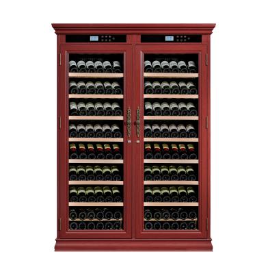 China Freestanding Wooden Wine Cooler Cabinet With Dual Glass Doors for sale