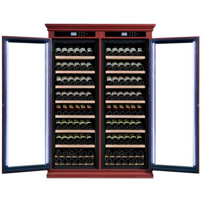 China High-Capacity Wooden Wine Cooler Cabinet With Dual Temperature Control for sale
