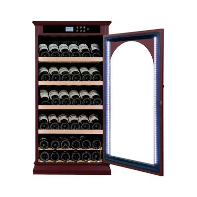 China Premium Red Wood Wine Cooler with Smart Digital Temperature Control and Lockable Glass Door for sale