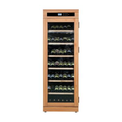 China Durable Wooden Wine Cooler Cabinet with Natural Oak Finish and Horizontal Bottle Storage for sale