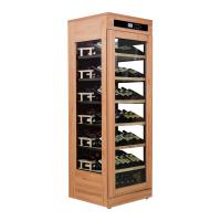 China Premium Oak Finish Wood Wine Cooler with 60 Bottle Capacity and Adjustable Wooden Shelves for sale