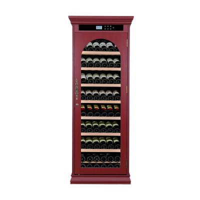 China Luxury Burgundy Solid Wood Wine Cooler Cabinet with Digital Control Panel and Touch Control for sale