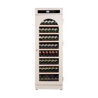 China Premium Solid Wood Wine Cooler Cabinet with Digital Control Panel and Arched Glass Door for sale