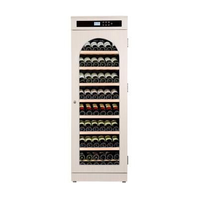 China Premium Solid Wood Wine Cooler Cabinet with Digital Control Panel and Arched Glass Door for sale
