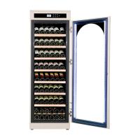 China Freestanding Wood Wine Cooler with Digital Control Panel and Arched Glass Door for sale