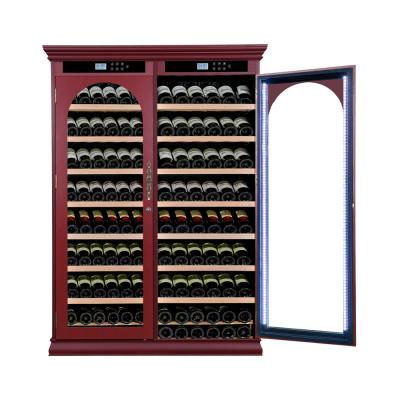 China Professional Dual-Temperature Control Solid Wood Wine Cooler with LED Interior Lighting for sale