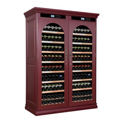 China Burgundy Solid Wood Dual Zone Kitchen Wine Cooler with Smart Digital Control Panel for sale