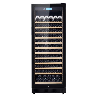 China Single Zone Wood Wine Cooler with Adjustable Wooden Shelves, Glass Door with Locker, and Digital Control Panel for sale