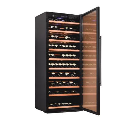 China Freestanding Kitchen Wine Cooler Cabinet with Lockable Glass Door, Solid Wood Construction and Touch Control for sale