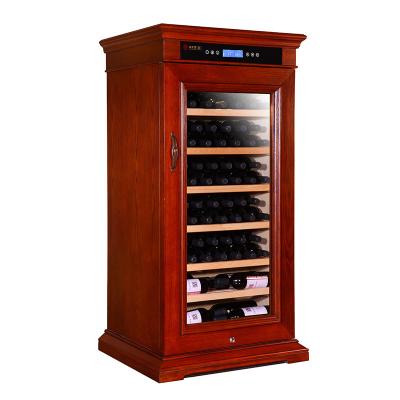 China Elegant Solid Wood Kitchen Wine Cooler Cabinet with Lockable Glass Door and Adjustable Shelves for sale