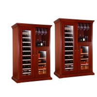 China Solid Wood Wine Cooler with Lockable Dual Glass Door Adjustable Shelves and 50 to 80% Humidity Range for Home Bar for sale