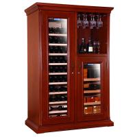 China Luxury Solid Wood Kitchen Wine Cooler with Tempered Glass Door and Adjustable Wooden Shelves for sale