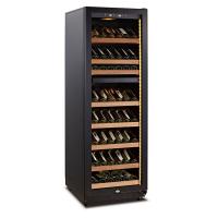 China Dual Zone Temperature Control Wood Wine Cooler with 120-Bottle Capacity and LED Interior Lighting for sale