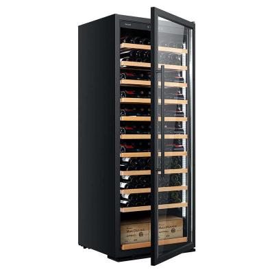 China Large Capacity Wood Wine Cooler with Tempered Glass Door and Wooden Shelves for Optimal Wine Storage for sale