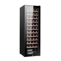 China Modern Black Wooden Kitchen Wine Cooler with Lockable Glass Door Digital Touch Control and Adjustable Wooden Shelves for sale