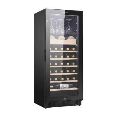 China Black Wood Single Zone Wine Cooler Cabinet with Digital Temperature Control for sale