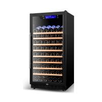 China Freestanding Wood Wine Cooler with 160-Bottle Capacity UV-Protective Glass Door and Digital Temperature Control for sale