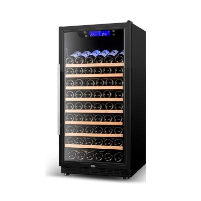 China Freestanding Wood Wine Cooler with 160-Bottle Capacity UV-Protective Glass Door and Digital Temperature Control for sale