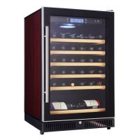China Smart Digital Temperature Control Lockable Dual Glass Door Wood Wine Cooler Cabinet with Less than 42 dB Noise for sale