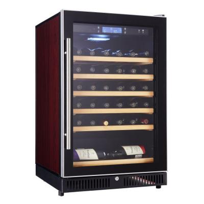 China Smart Digital Temperature Control Lockable Dual Glass Door Wood Wine Cooler Cabinet with Less than 42 dB Noise for sale