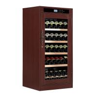 China Burgundy Wood Finish Wine Cooler Cabinet with Lockable Glass Door and Thermoelectric Cooling for sale