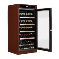 China Freestanding Wood Wine Cooler Cabinet with Thermoelectric Cooling UV-Protective Glass Door and Removable Wooden Shelves for sale