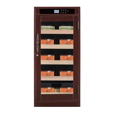China Luxury Wooden Frame Electric Cigar Humidor Cabinet with Thermoelectric Cooling and Smart Digital Touch Control for sale