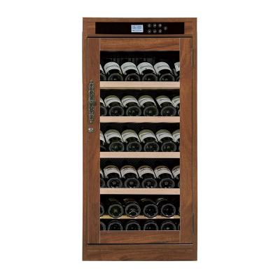 China Wooden Frame Digital Temperature Control Wine Cooler Cabinet with Tempered Glass Door and UV Protection for sale