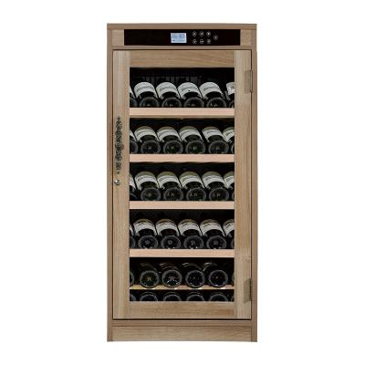 China Wood Wine Cooler Cabinet with Digital Temperature Control Adjustable Shelves and Lockable Door for sale
