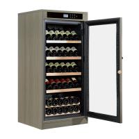 China Light Wood Wine Cooler Cabinet with Digital Temperature Control and Adjustable Shelves for sale