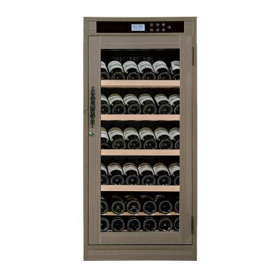 China Sophisticated Gray Wood Wine Cooler Cabinet with Precise Temperature Control and Digital Touch Panel for sale