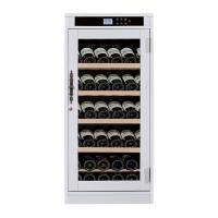 China Elegant White Wood Wine Cabinet with Digital Touch Panel Adjustable Shelves and LED Interior Light for sale
