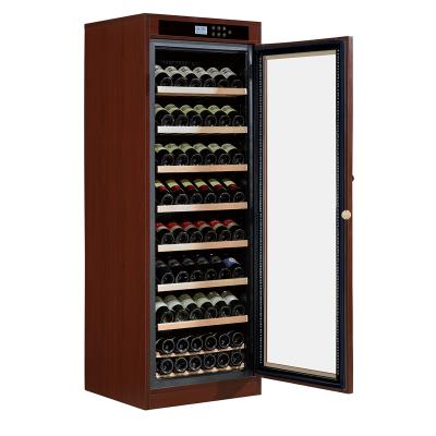 China Precision Temperature Control Wood Wine Cooler Cabinet with Digital Touch Panel and Wooden Shelving for sale