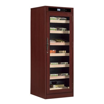 China Rich Mahogany Finish Cigar Cooler Humidor Cabinet with Built-in Humidification and Thermoelectric Cooling for sale