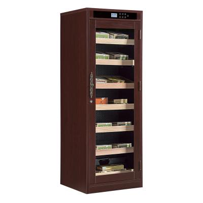 China Wooden Frame Electric Cigar Cooler Humidor Cabinet with Lockable Glass Door and Digital Touch Screen for sale