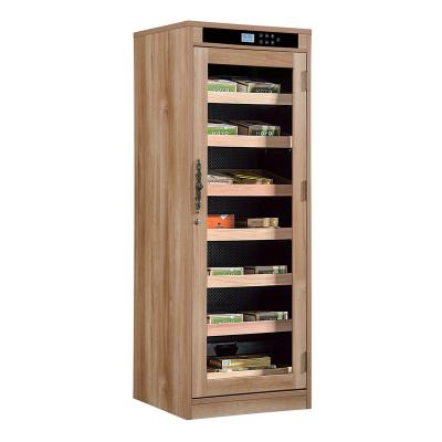 China Solid Wood Frame Electric Cigar Humidor Cabinet with Lockable Glass Door and Adjustable Humidity Control for sale