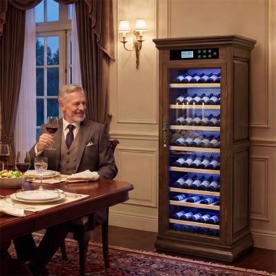 China Touch Control Luxurious Solid Wood Wine Cooler Cabinet With Locker for sale