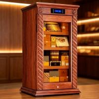 China Exquisite Vintage Solid Wood Cigar Cooler Cooler Humidor Cabinet for sale